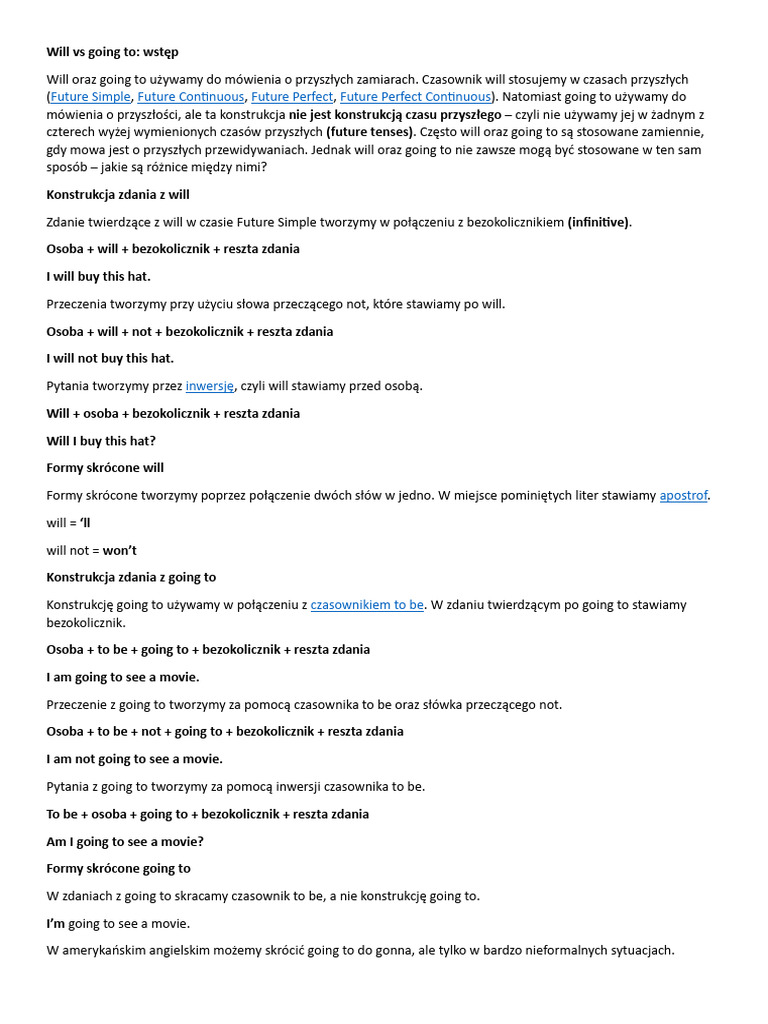 Will Vs Going To | PDF