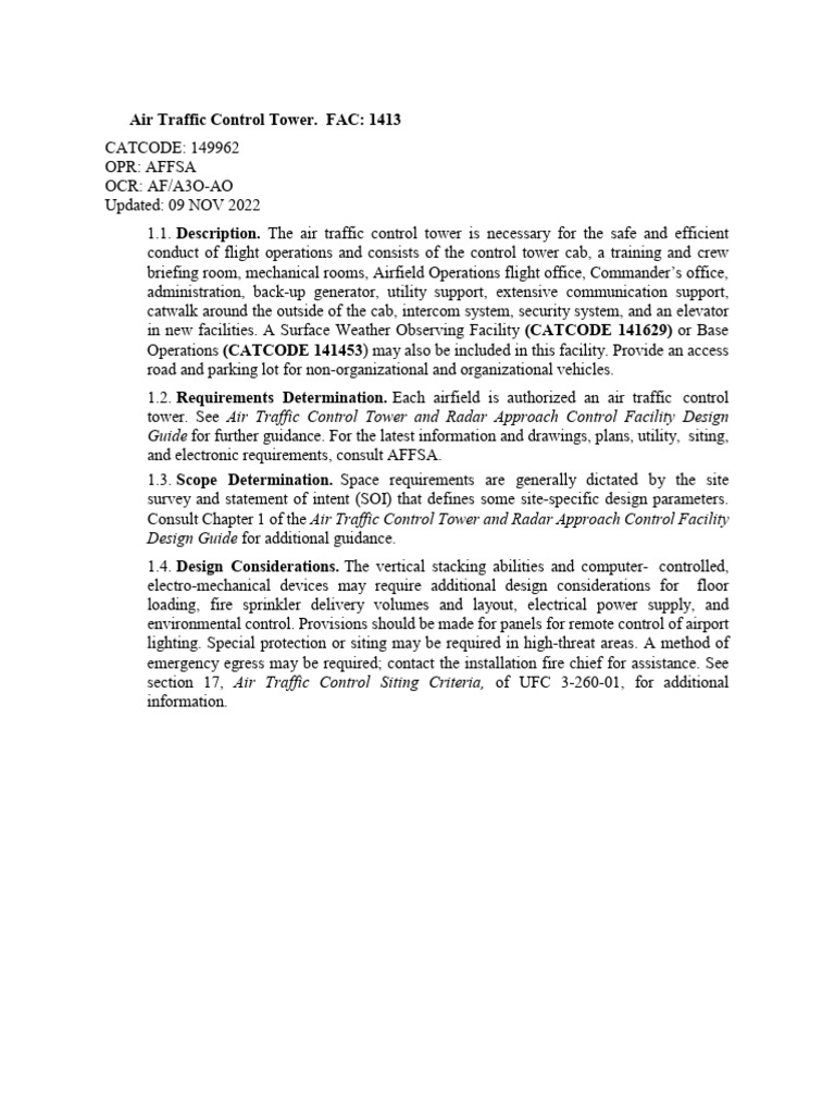 Air Traffic Control Tower Design Standards | PDF | Air Traffic Control ...