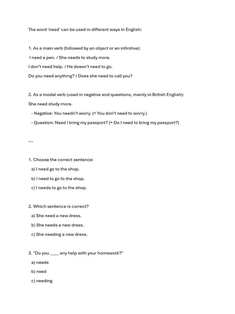 The Use of Need 1 | PDF