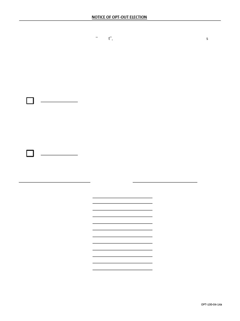 Notice of Opt Out Election PDF | PDF | Mail | Written Communication