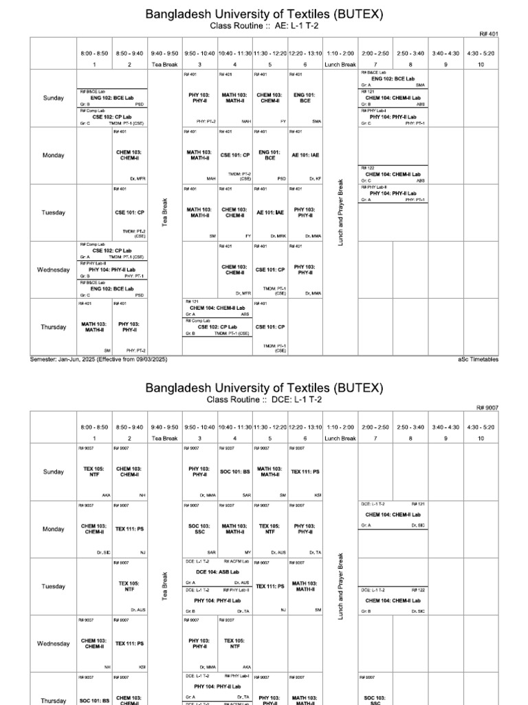 L1 T2 Routine 50th Batch | PDF