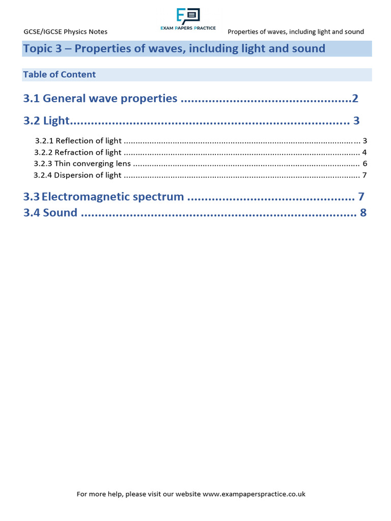 Topic-3-–-Properties-of-waves-including-light-and-sound-1 | PDF | Waves ...