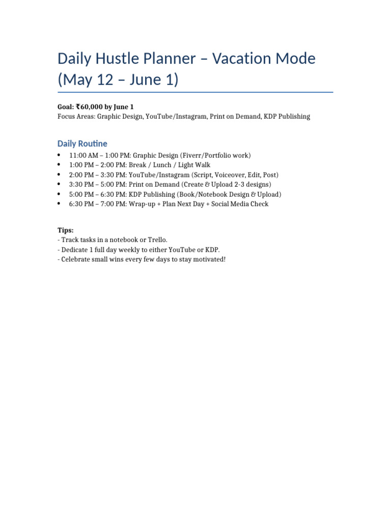 Daily Hustle Planner May June | PDF