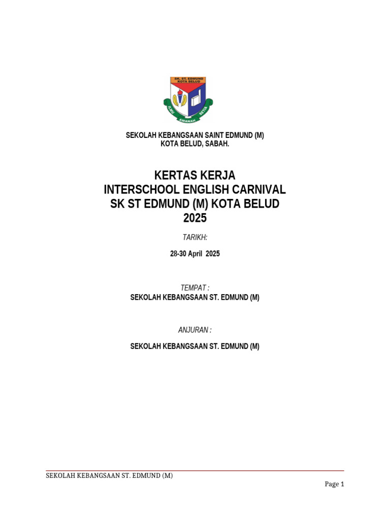 Kertas Kerja Karnival Bahasa Inggeris 2025 (Final) | PDF