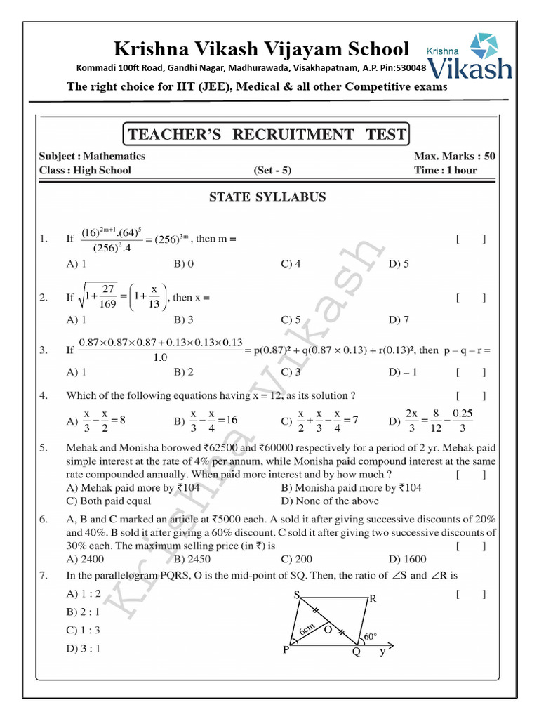 Krishna Vikash HS (Set - 5) 25-26 | PDF