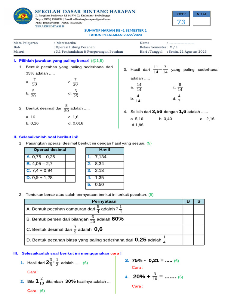 SOAL UH MTK 3.1 2023-2024. Ok | PDF