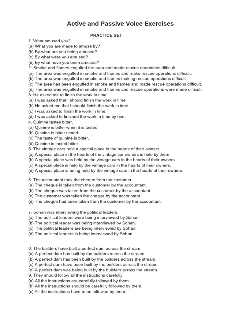 Active and Passive Voice Practice | PDF