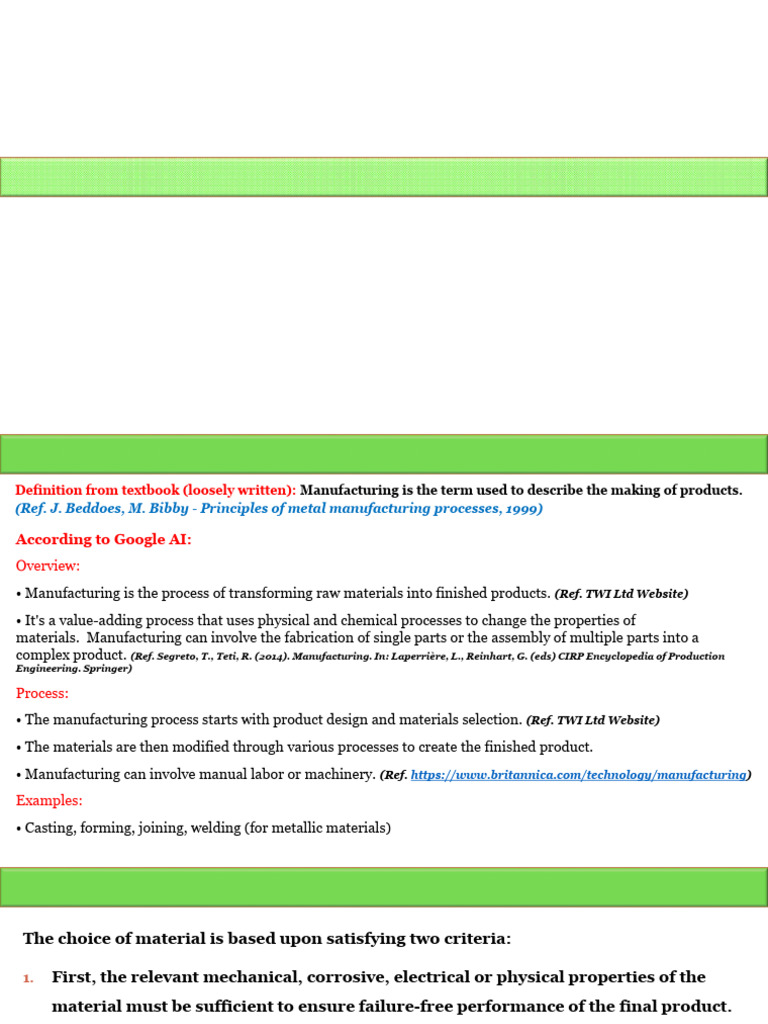 MM3203 Class 1-3 Slides Introduction To Manufacturing Processes and ...