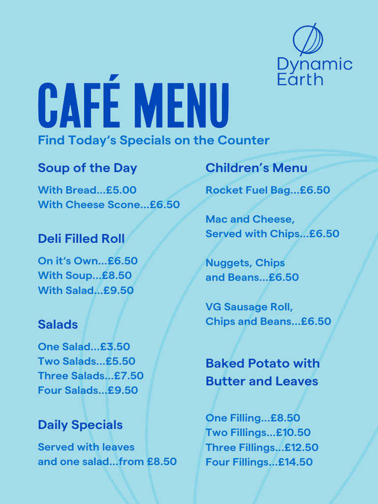 Dynamic Earth Cafe Menu July | PDF