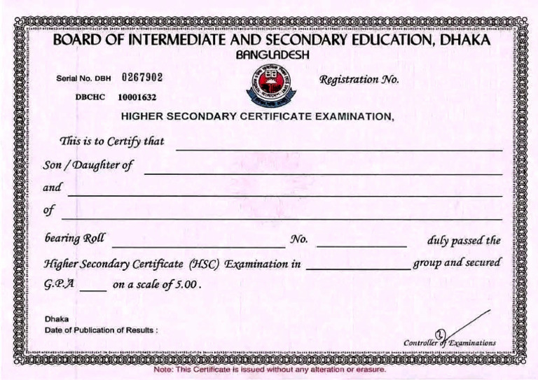 HSC Certificate White BG | PDF