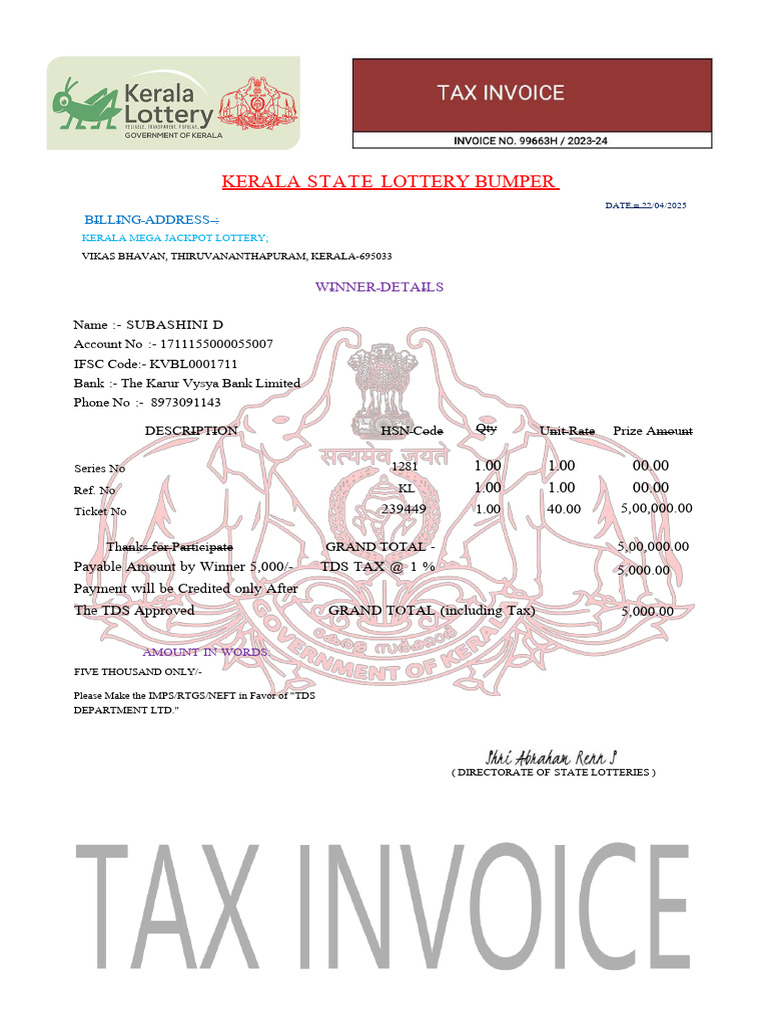 SUBASHINI D Tax Invoice | PDF