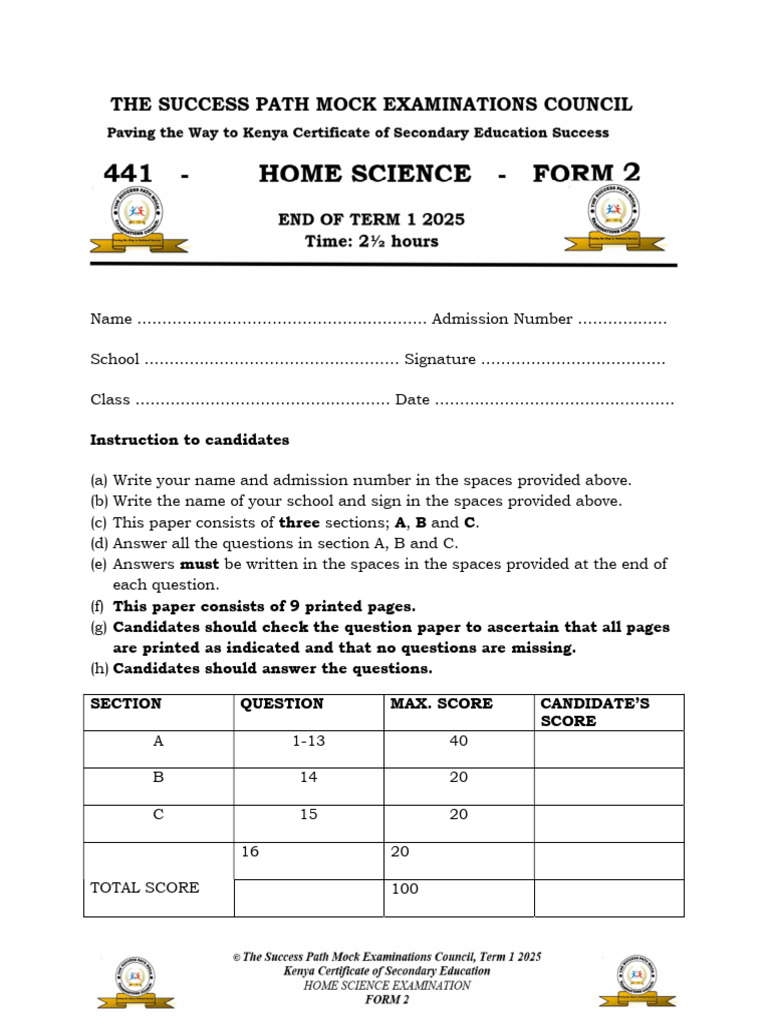 Home Science Form 2 | PDF | Hygiene