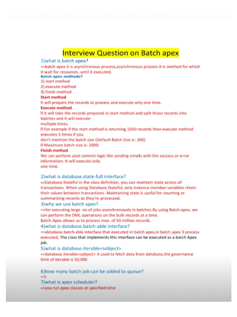Important Batch Apex Interview Question 1 Pdf