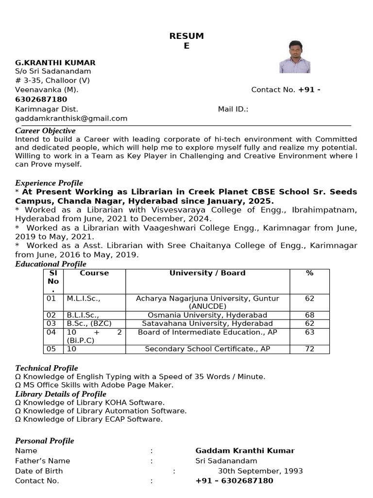 Kranthi Resume (1) | PDF