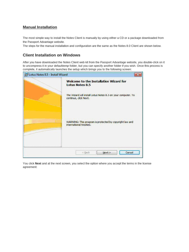 Manual Installation of Notes Client Guide | PDF