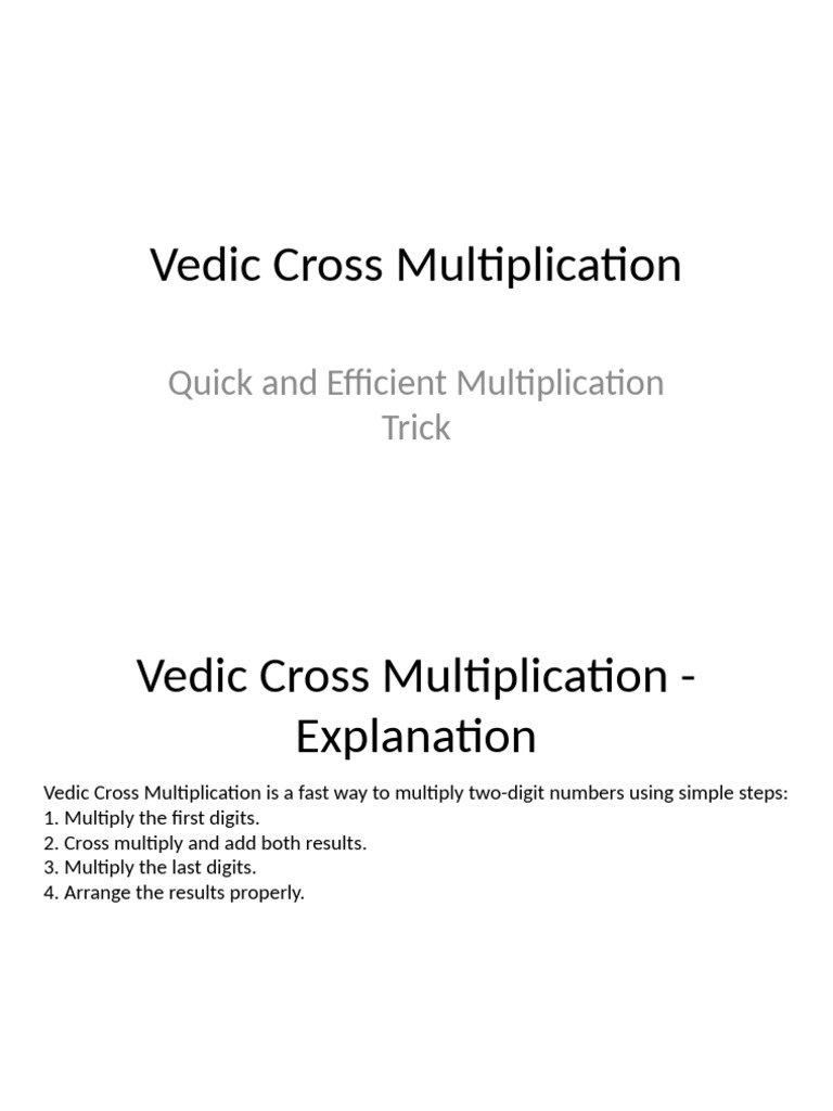 Vedic Cross Multiplication | PDF