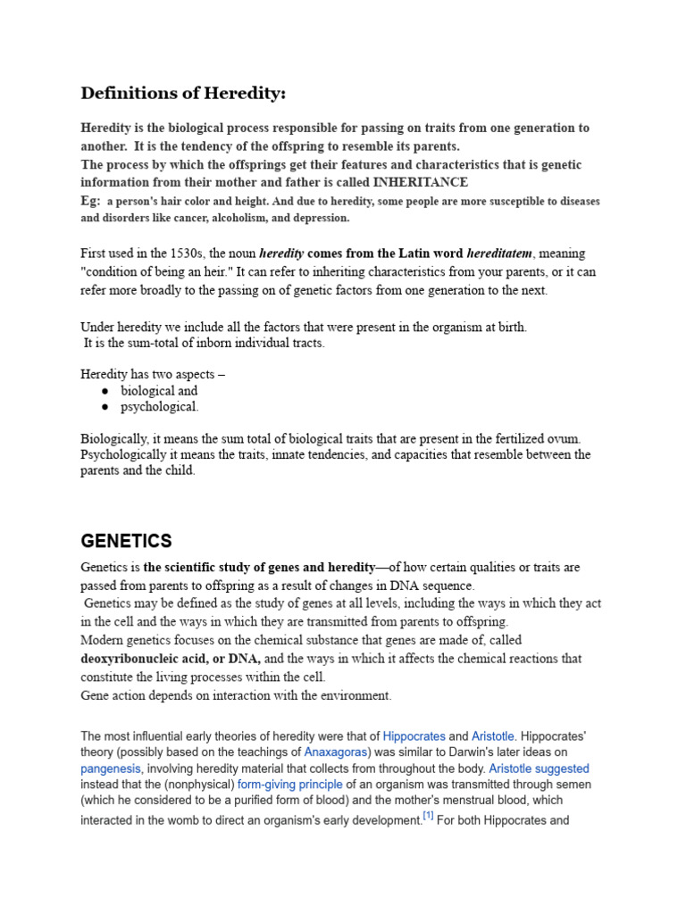 1 - Genetics and Heredity | PDF | Gene | Allele