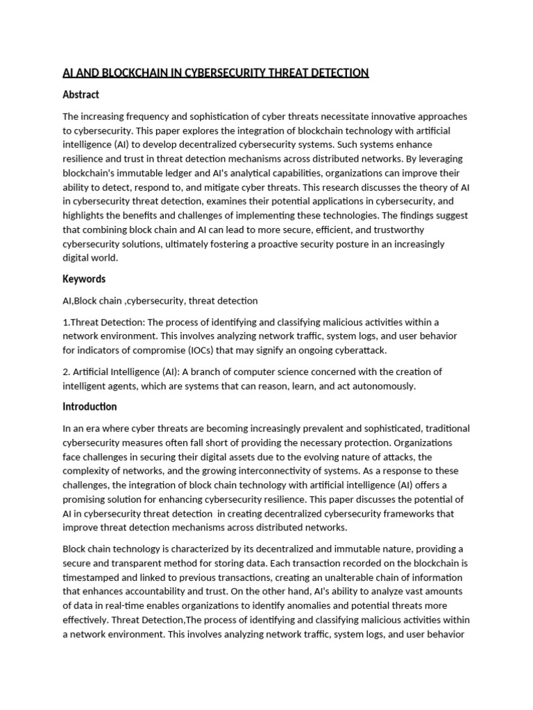 Ai and Blockchain in Cybersecurity Threat Detection | PDF | Computer Security | Security