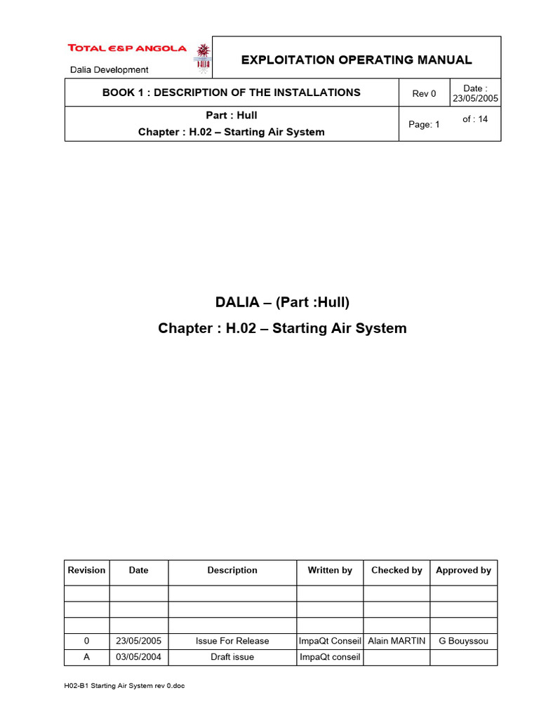 Chapter H02 - Starting Air System- rev 0 | PDF | Pump | Valve