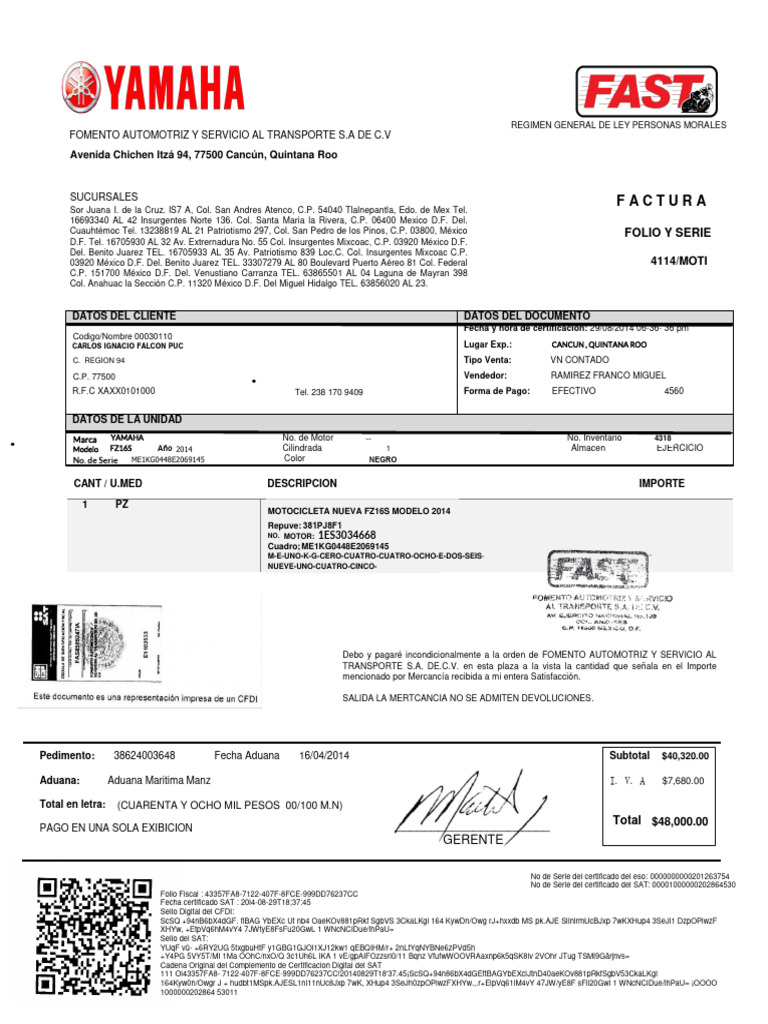 Factura Yamaha | PDF | México