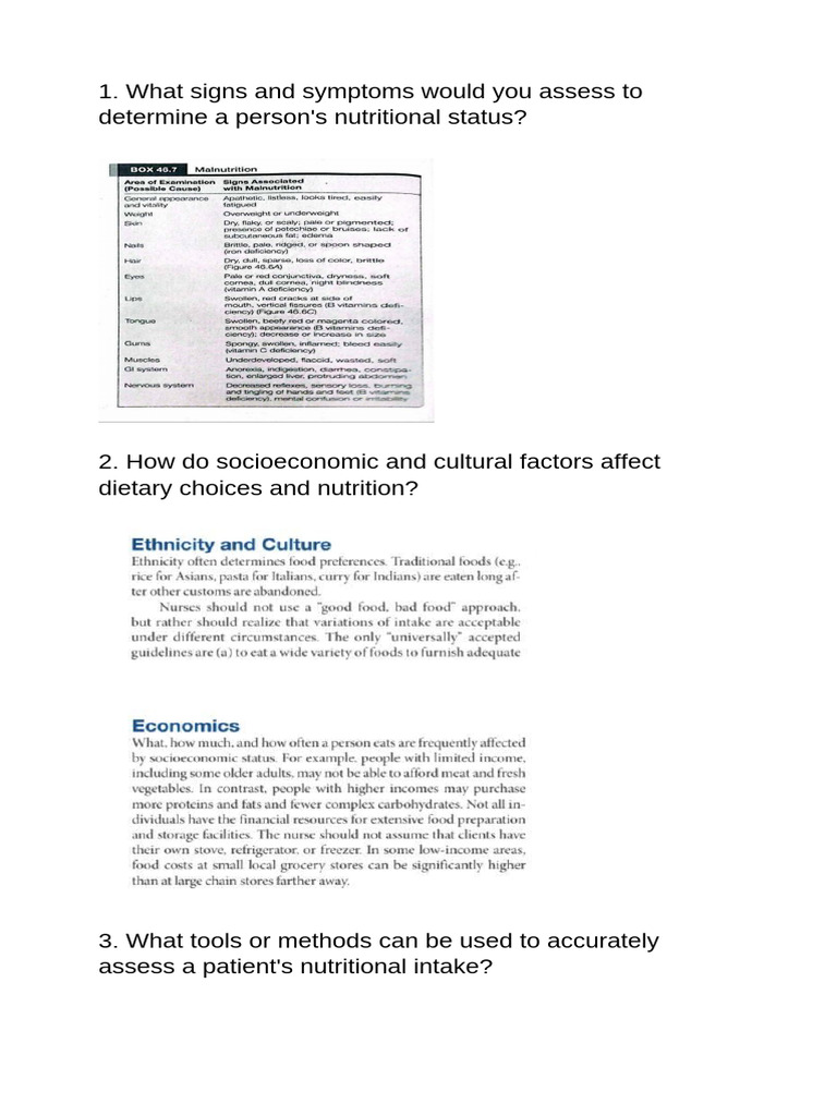 Assessing Nutritional Status in Nursing | PDF