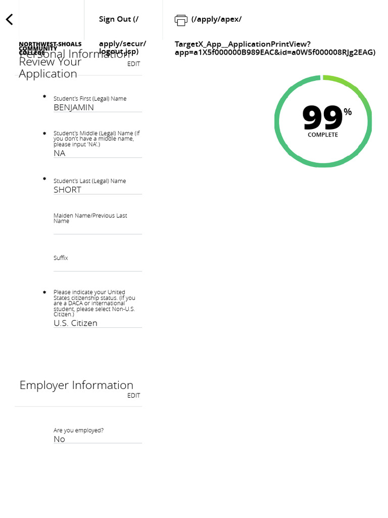 BENJAMIN SHORT - Northwest-Shoals Community College | PDF | Student ...