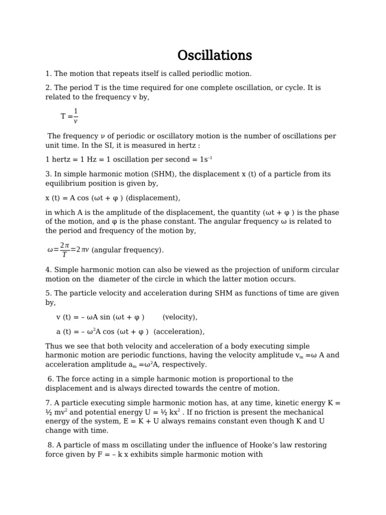 Oscillation - Fact Sheet and Summary | PDF | Oscillation | Frequency