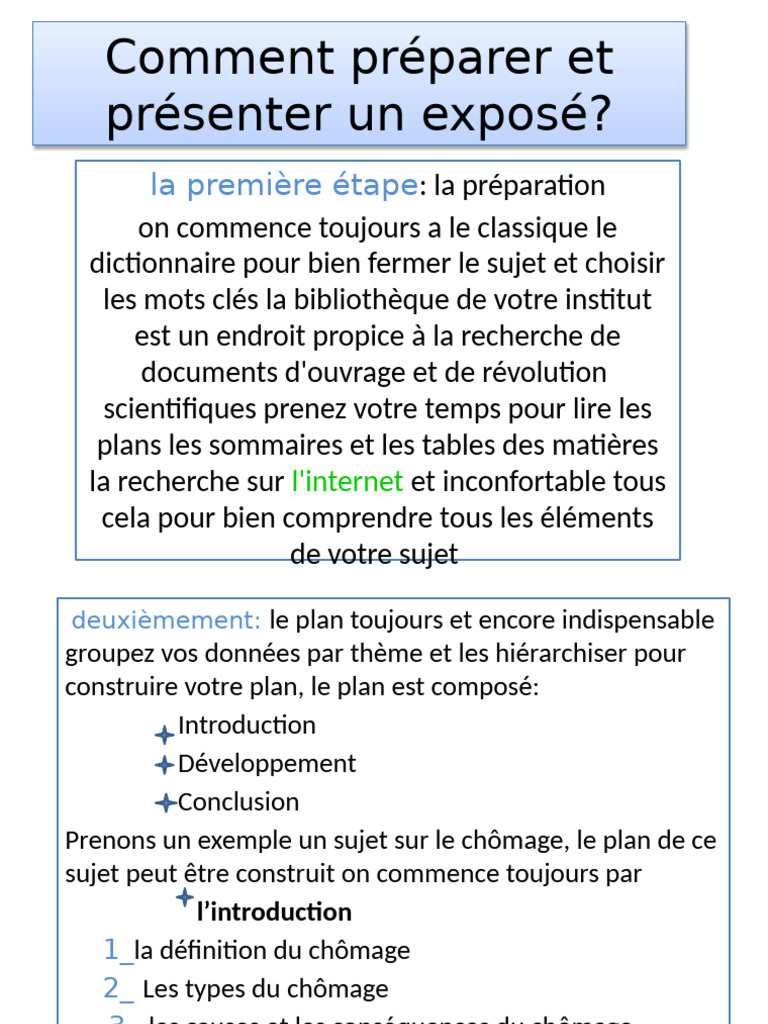 Comment Préparer Et Présenter Un Exposé Aya El Mahi | PDF