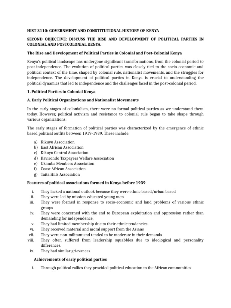 The Rise and Development of Political Parties in Colonial and Post ...