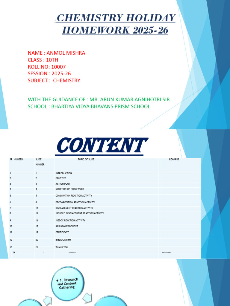 10th Grade Chemistry Homework 2025-26 | PDF | Chemical Reactions ...
