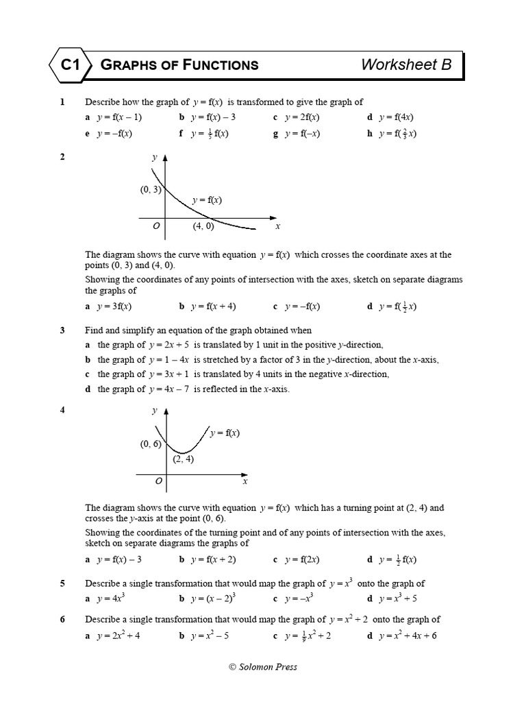 4. Graph Transformations_ Extra Worksheets | PDF | Cartesian Coordinate ...