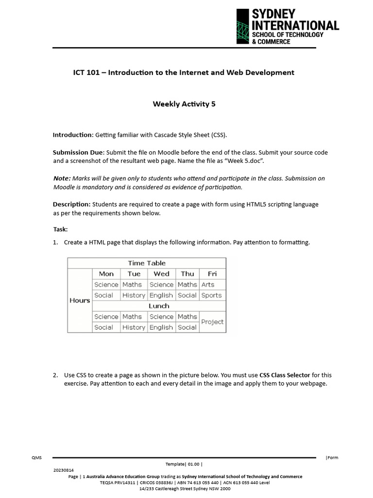 ICT101 - Weekly Activity 5 | PDF