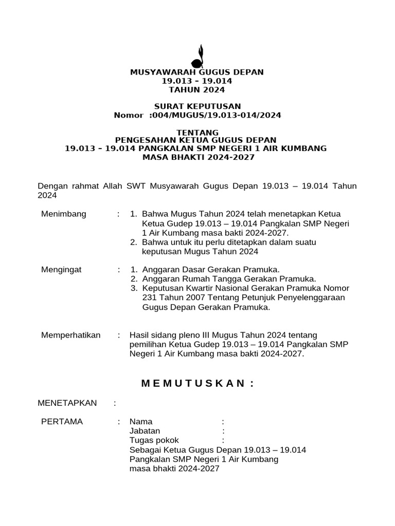 SK. 4 - PENGESAHAN Ka. GUDEP | PDF
