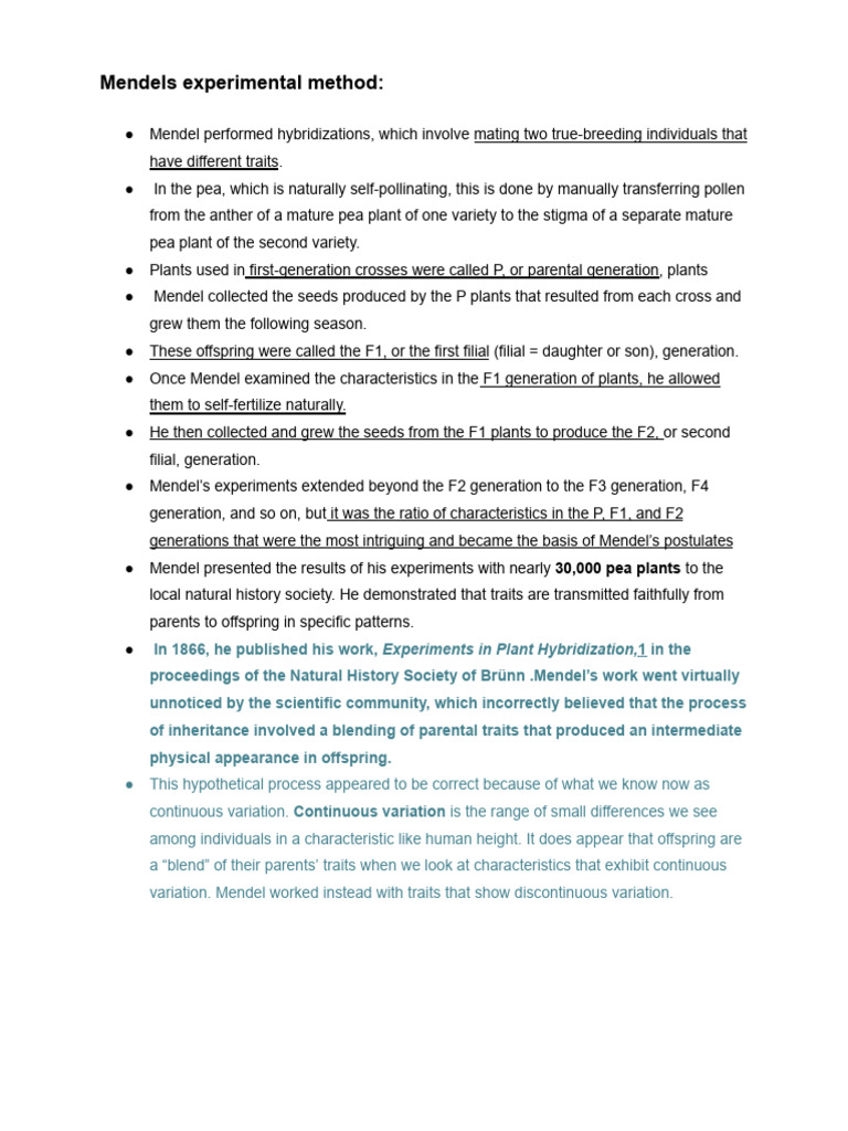 3 - Mendels Experimental Method AND LAWS | PDF | Dominance (Genetics ...