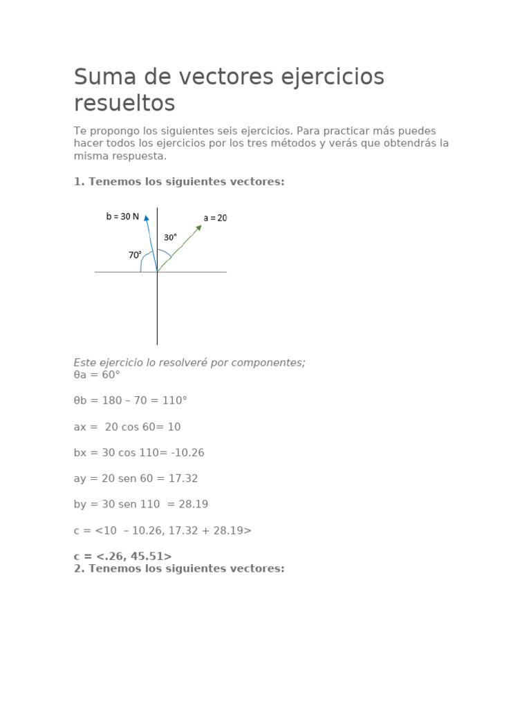 Suma de Vectores Ejercicios Resueltos | PDF