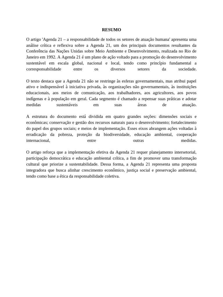 Resumo_Agenda21_ABNT | PDF