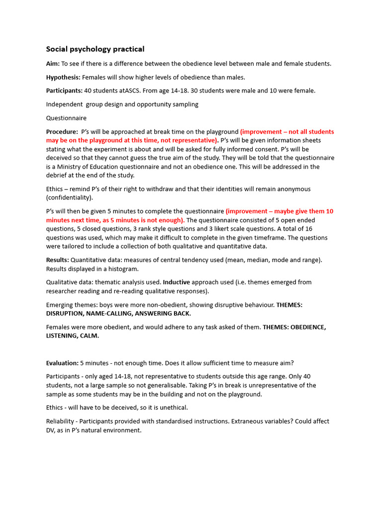 Unit 1_ Social Psychology - Practical | PDF | Experiment | Qualitative ...