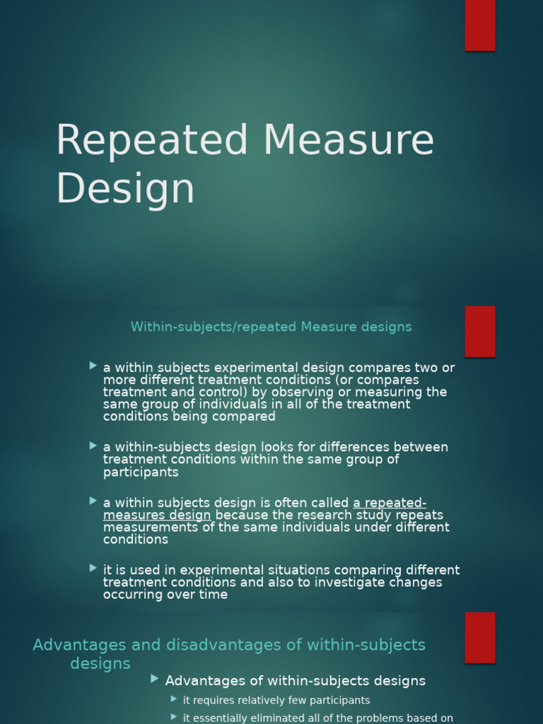 Within Subject Repeated Measure Design | PDF | Experiment | Cognition