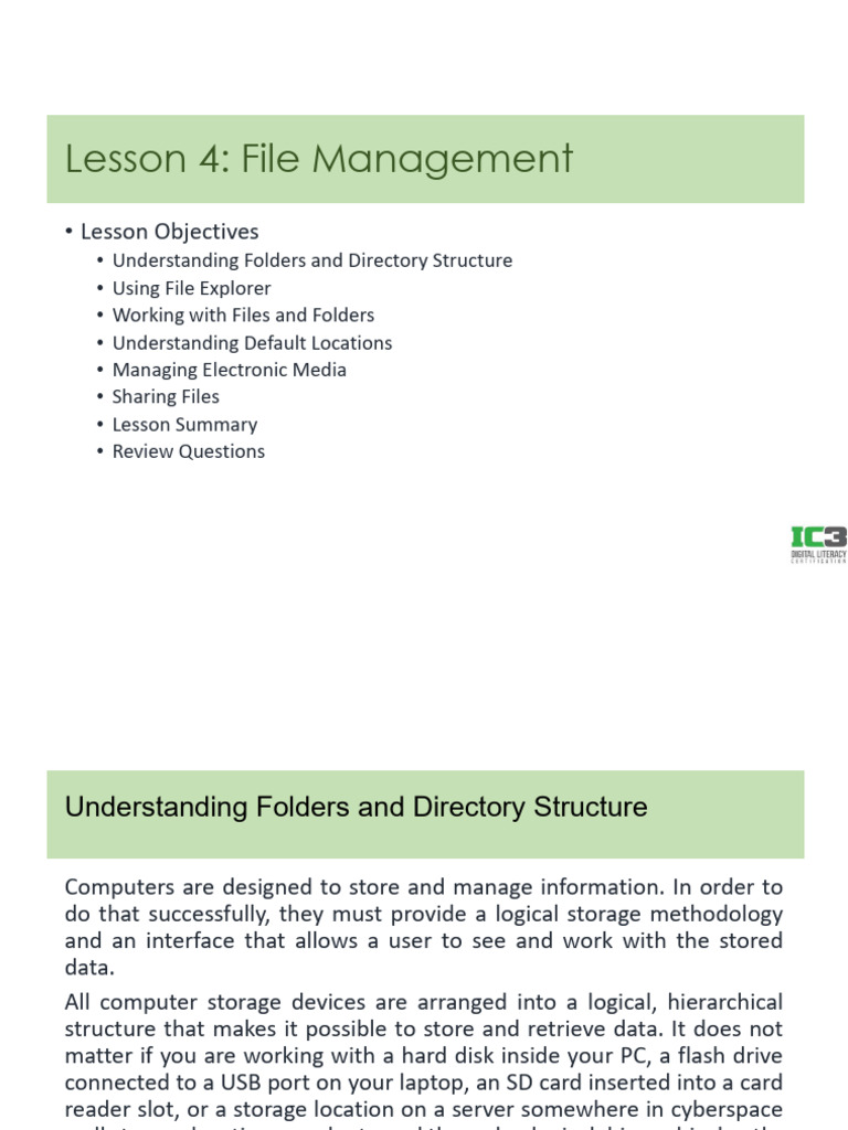 Lesson 4 - File Management | PDF | Window (Computing) | Computer File