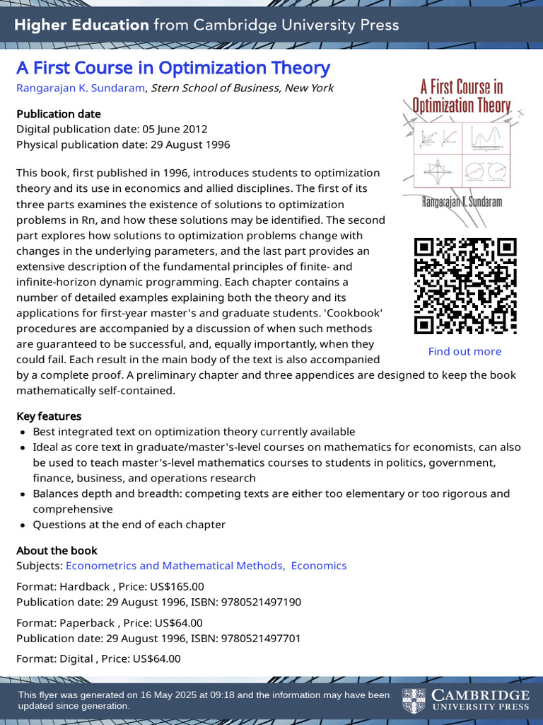 A First Course in Optimization Theory | PDF | Mathematical Optimization | Mathematics