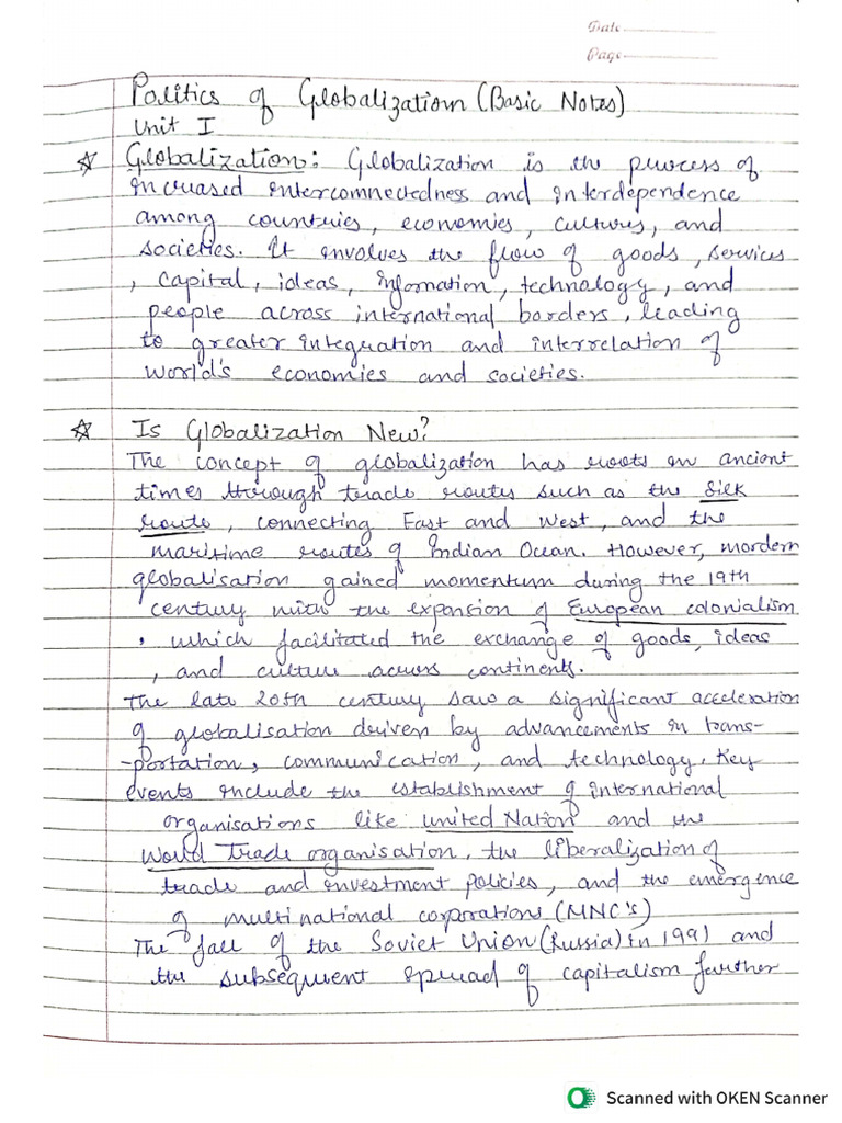 Politics of Globalisation Notes | PDF