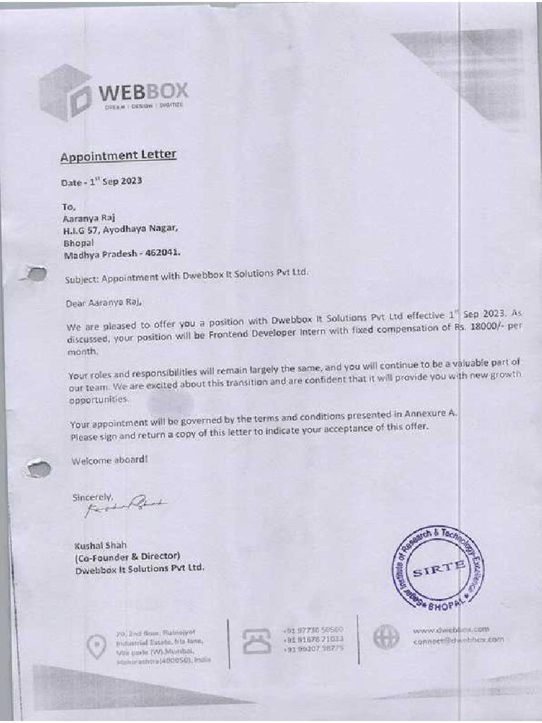 Letter of Intent | PDF