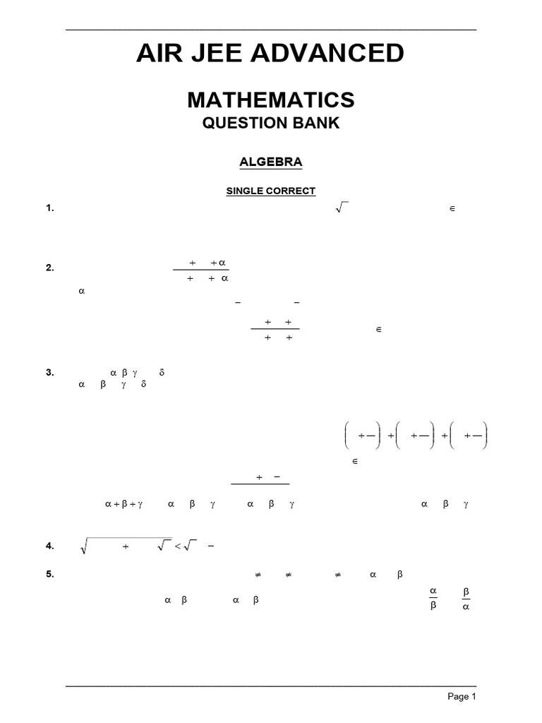 Algebra Question Bank | PDF | Triangle | Matrix (Mathematics)