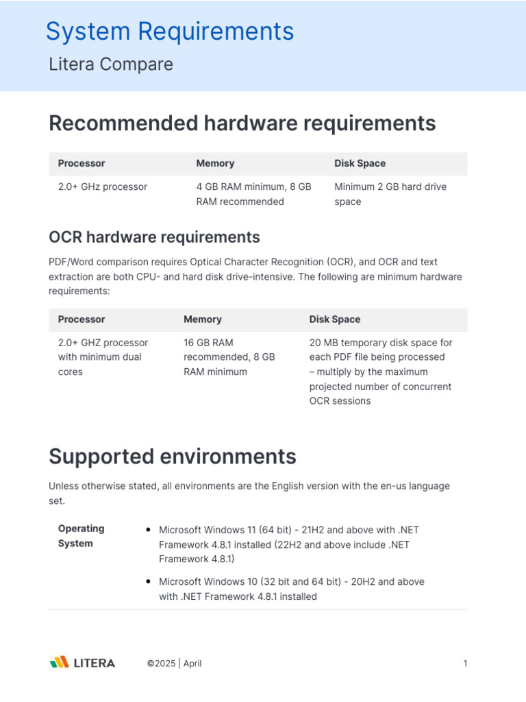 Litera Compare System Requirements | PDF | 64 Bit Computing | Microsoft ...