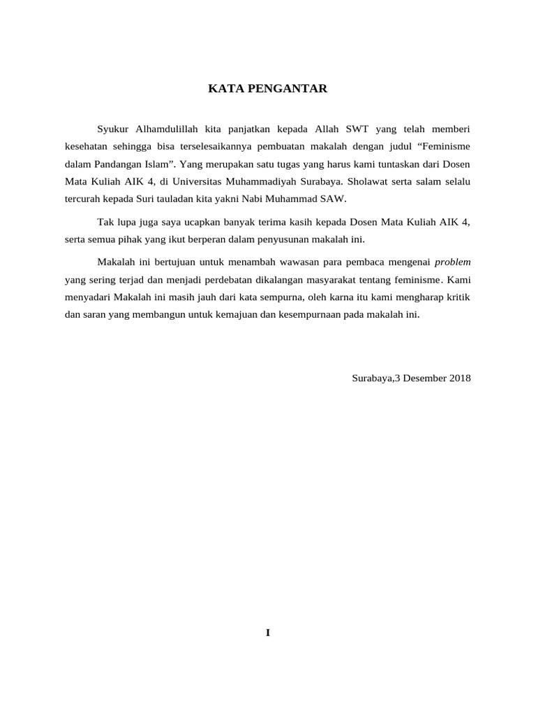 Kata Pengantar Dan Daftar Isi AIK | PDF