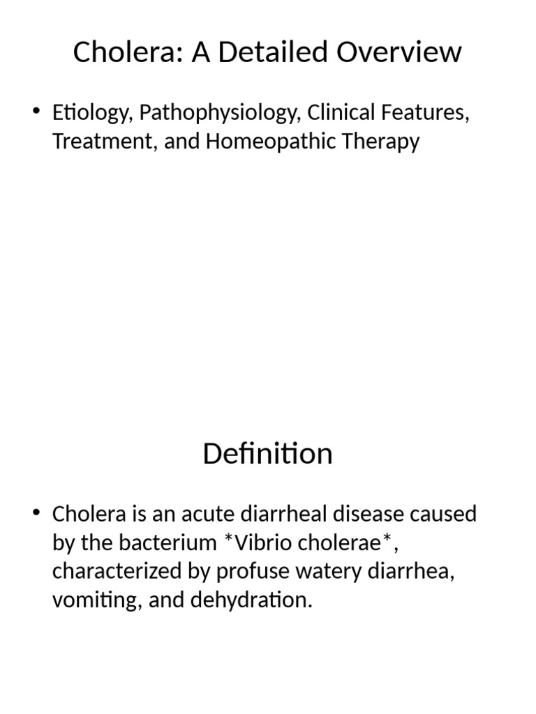Cholera Detailed Presentation | PDF