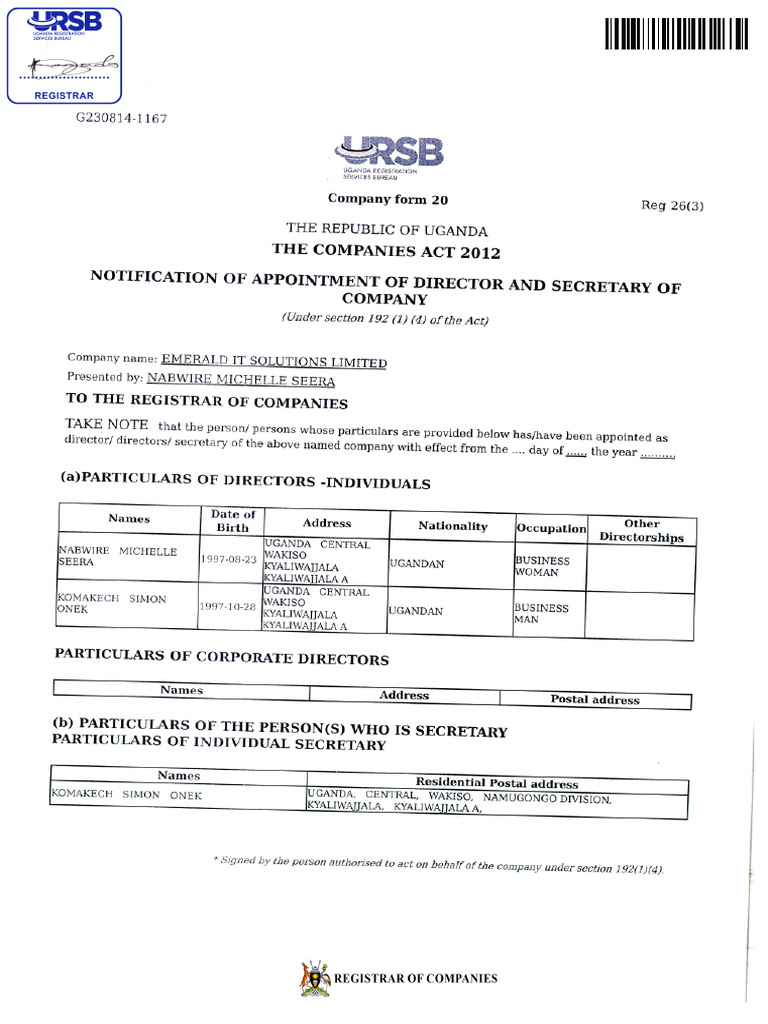 Registered Copy Form 20 80034953152206 | PDF