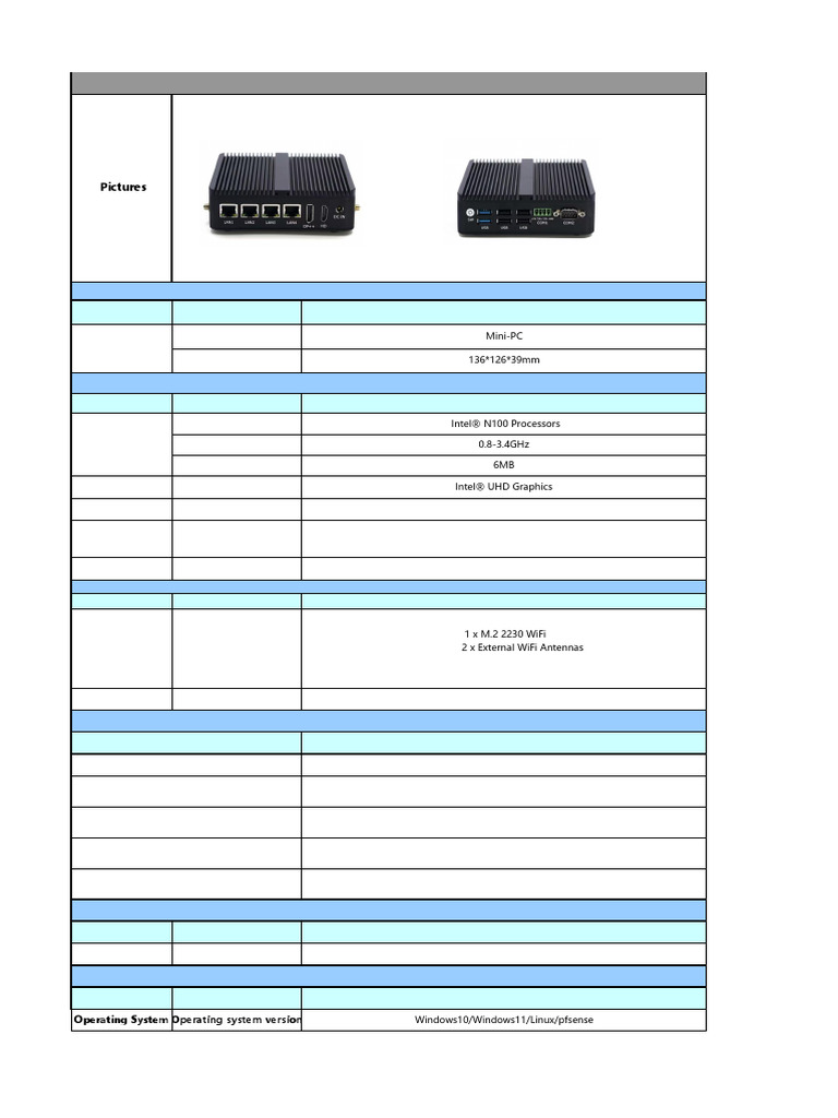 MINI-PC Product Model H3D-N100-4L | PDF | Solid State Drive | Usb