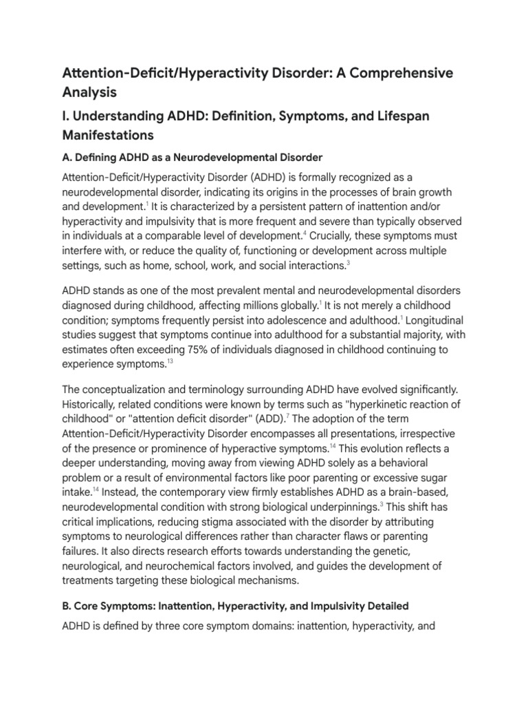 ADHD - In-Depth Research Outline | PDF | Attention Deficit ...