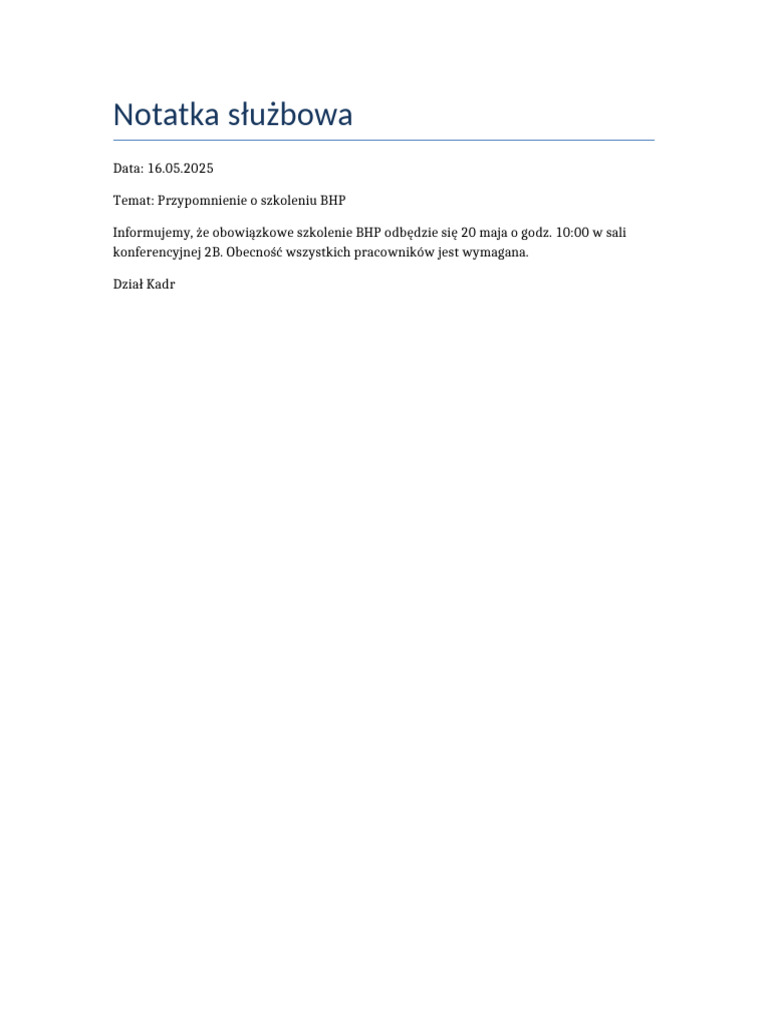 Notatka Sluzbowa | PDF
